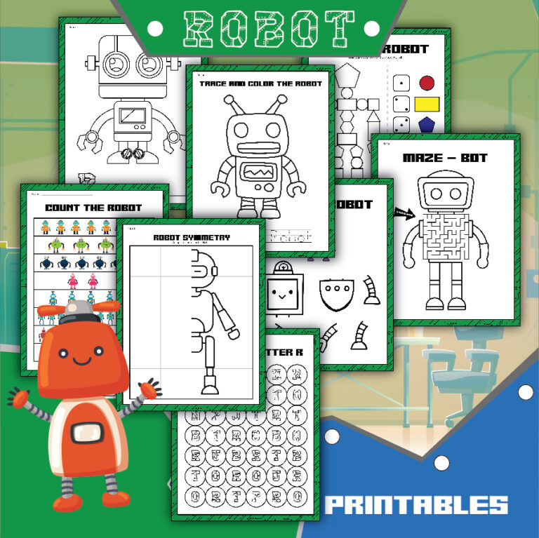 Robot Activity Sheets for Preschool - 3 Boys and a Dog, Shop