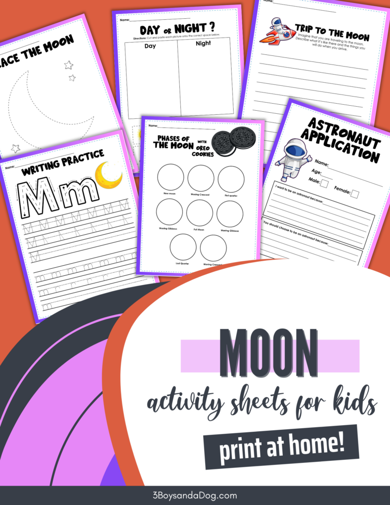 The Moon Activity Sheets - 3 Boys and a Dog, Shop