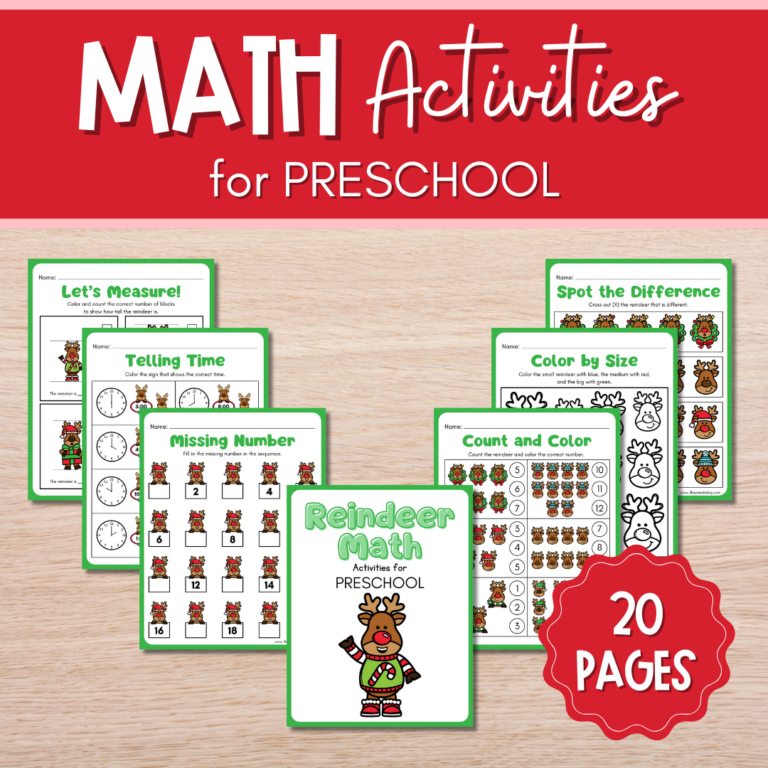 Reindeer Math for Preschool - 3 Boys and a Dog, Shop